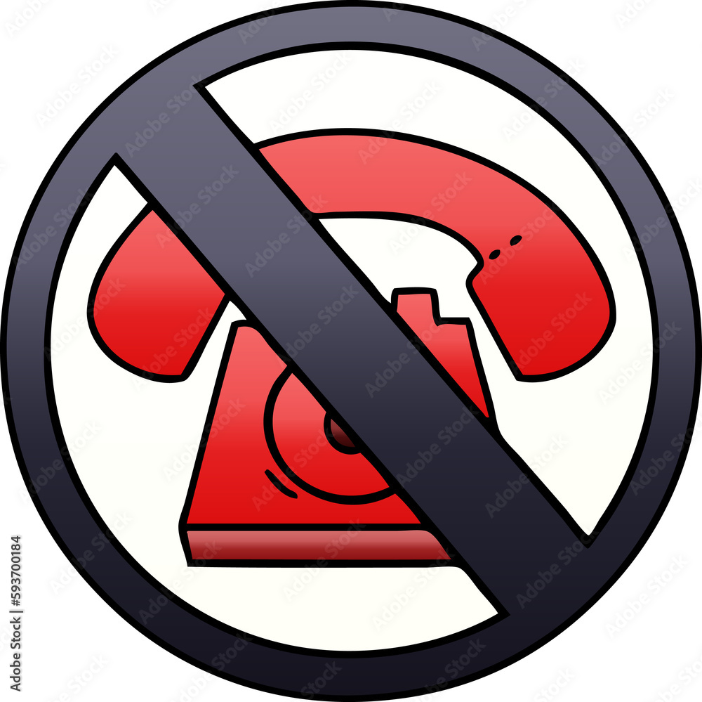 gradient shaded cartoon no phones allowed sign Stock Illustration ...