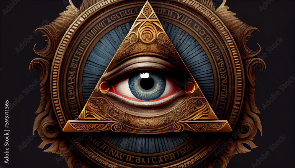 red rimmed Eye of Providence, All-Seeing Eye of God in triangle ...