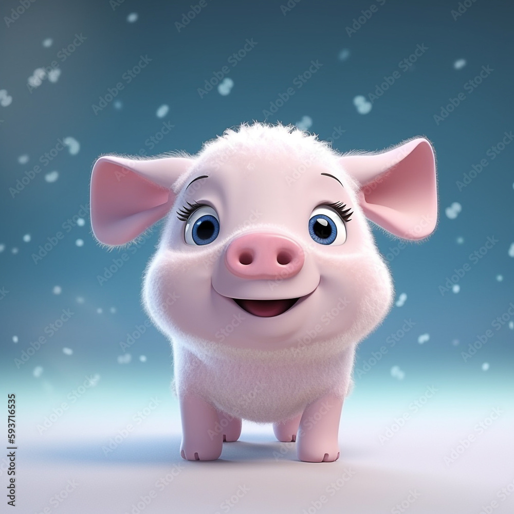 Pig cartoon, Pig illustrated character, Pig 2D character, Cute Pig ...
