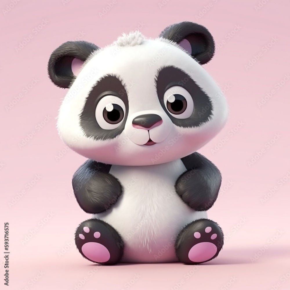 Panda cartoon, Panda illustrated character, Panda 2D character, Cute ...