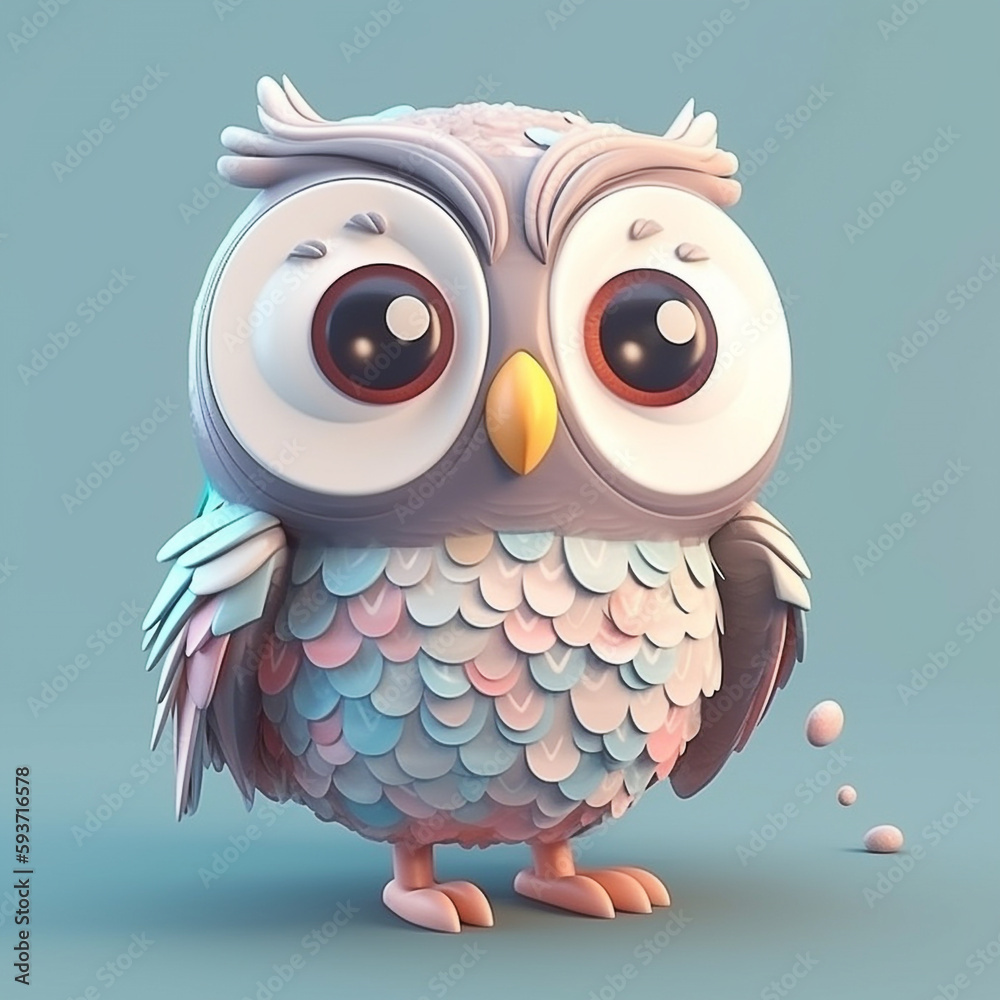 Owl cartoon, Owl illustrated character, Owl 2D character, Cute Owl ...
