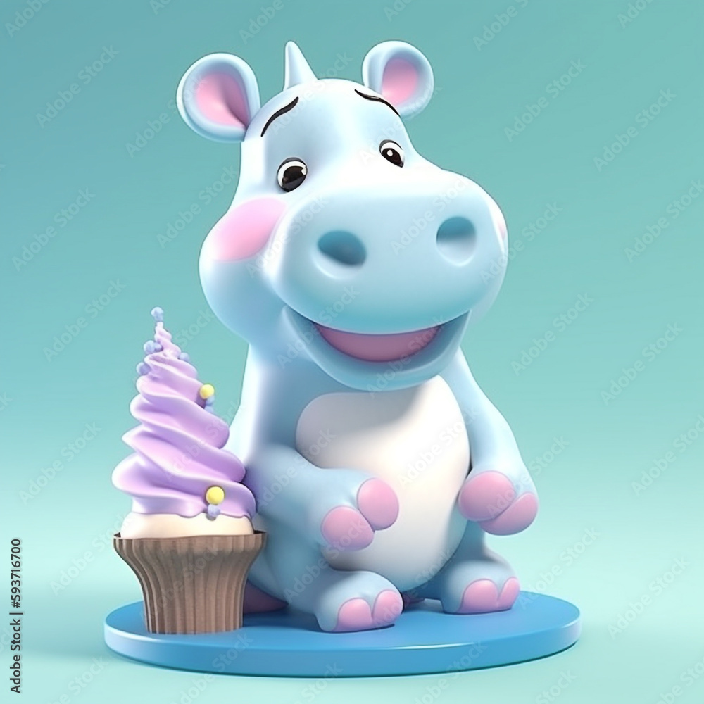 Hippo cartoon, Hippo illustrated character, Hippo 2D character, Cute ...