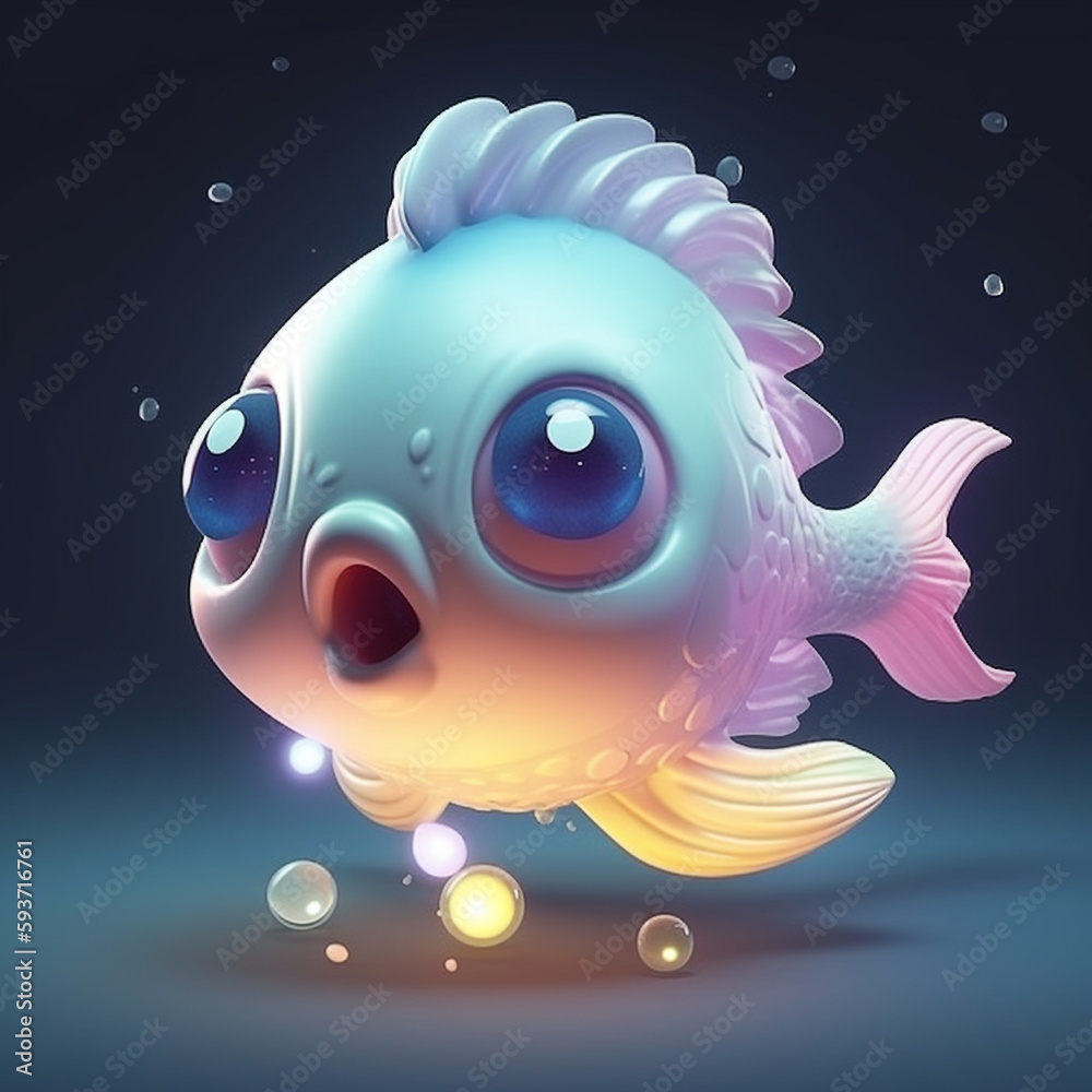 Fish cartoon, Fish illustrated character, Fish 2D character, Cute Fish ...