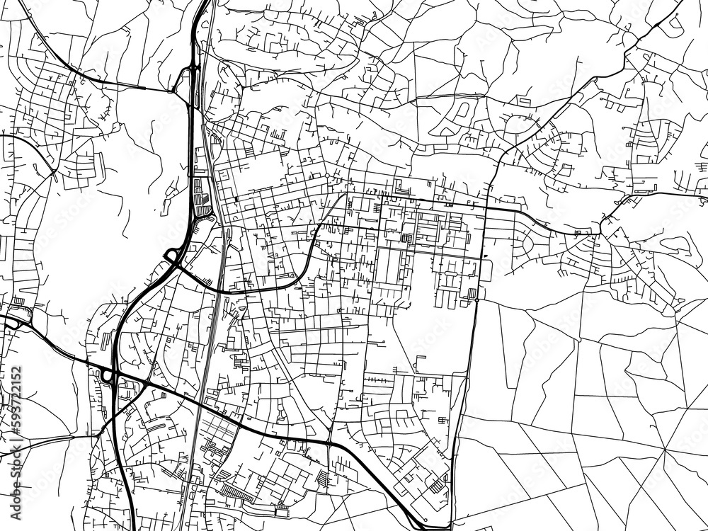 Road map of the city of Erlangen in Germany on a transparent background ...