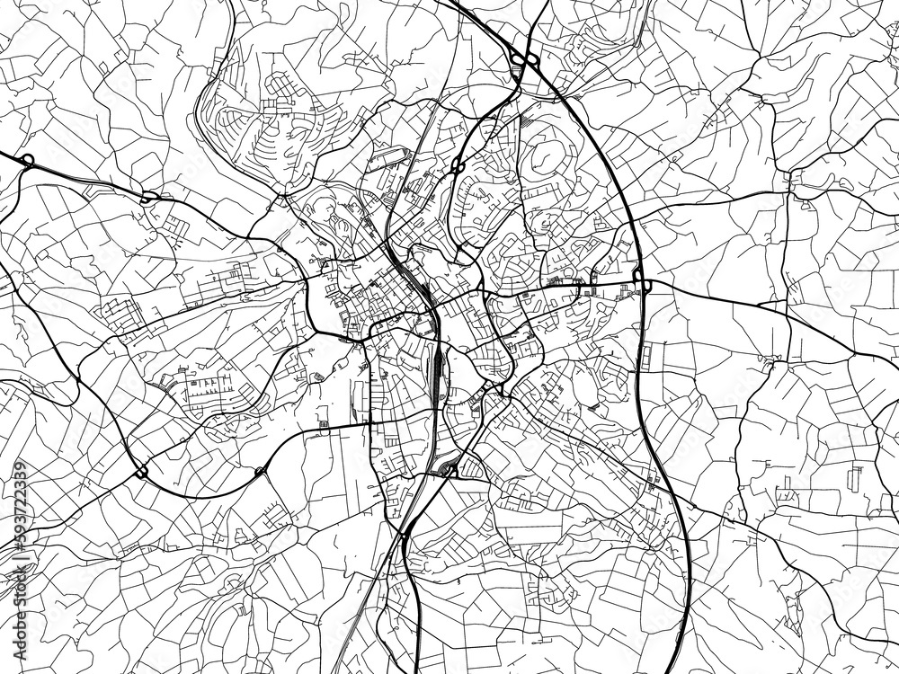Road map of the city of Fulda in Germany on a transparent background ...