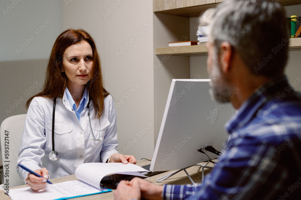 Clinician patient diagnostic health problem observation attention Stock ...