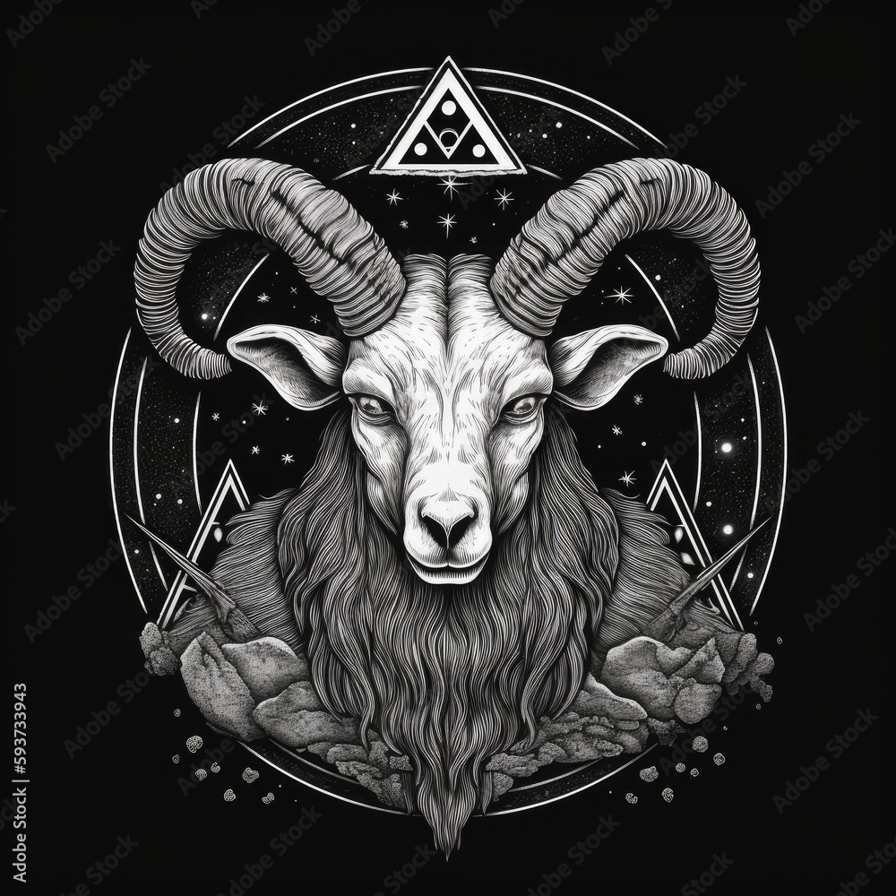 Baphomet satanic goat illustration by Generative AI Stock Illustration ...