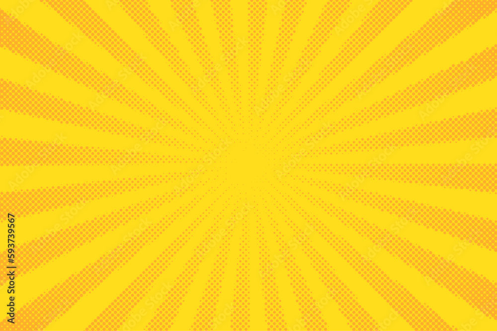 Yellow comics background. Abstract lines backdrop. Bright sunrays ...