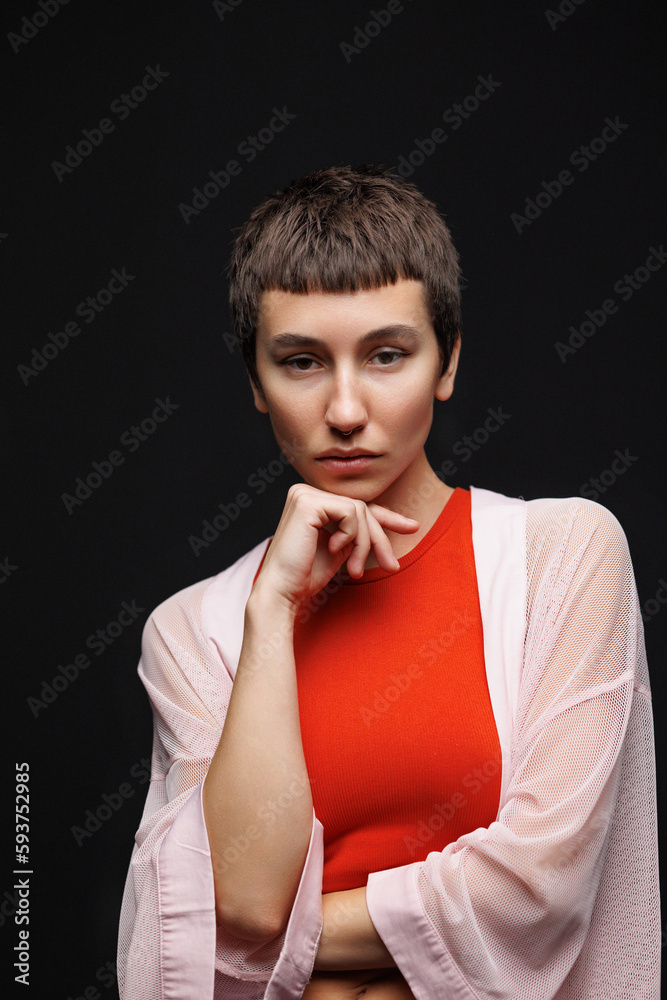 Full-face model serious contemporary gen z Stock Photo | Adobe Stock