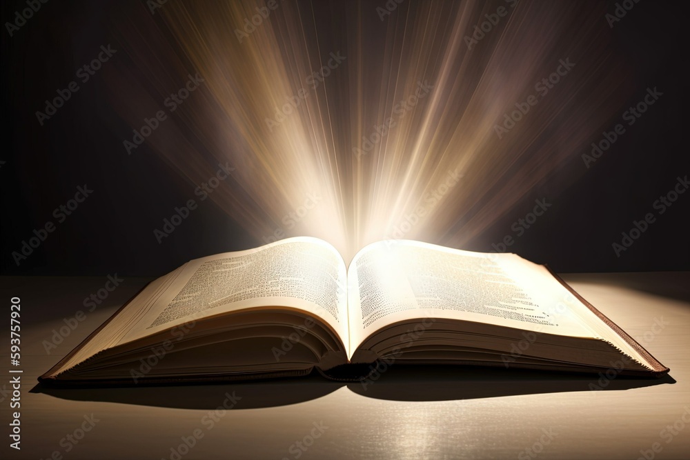 Open book with ray of light coming out created with Generative AI ...