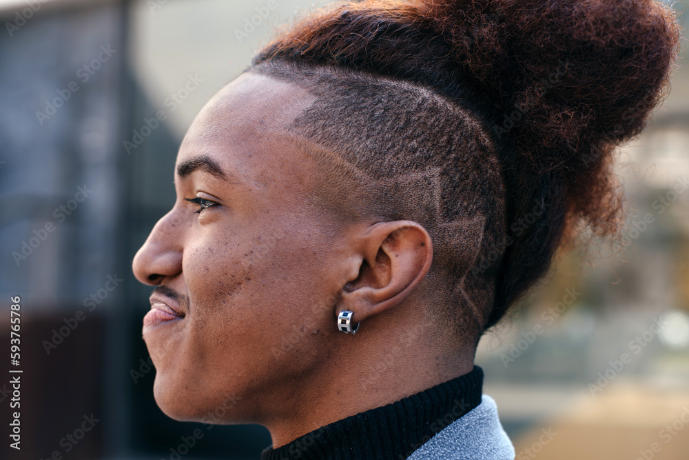 Handsome black man with afro hairstyle Stock Photo | Adobe Stock