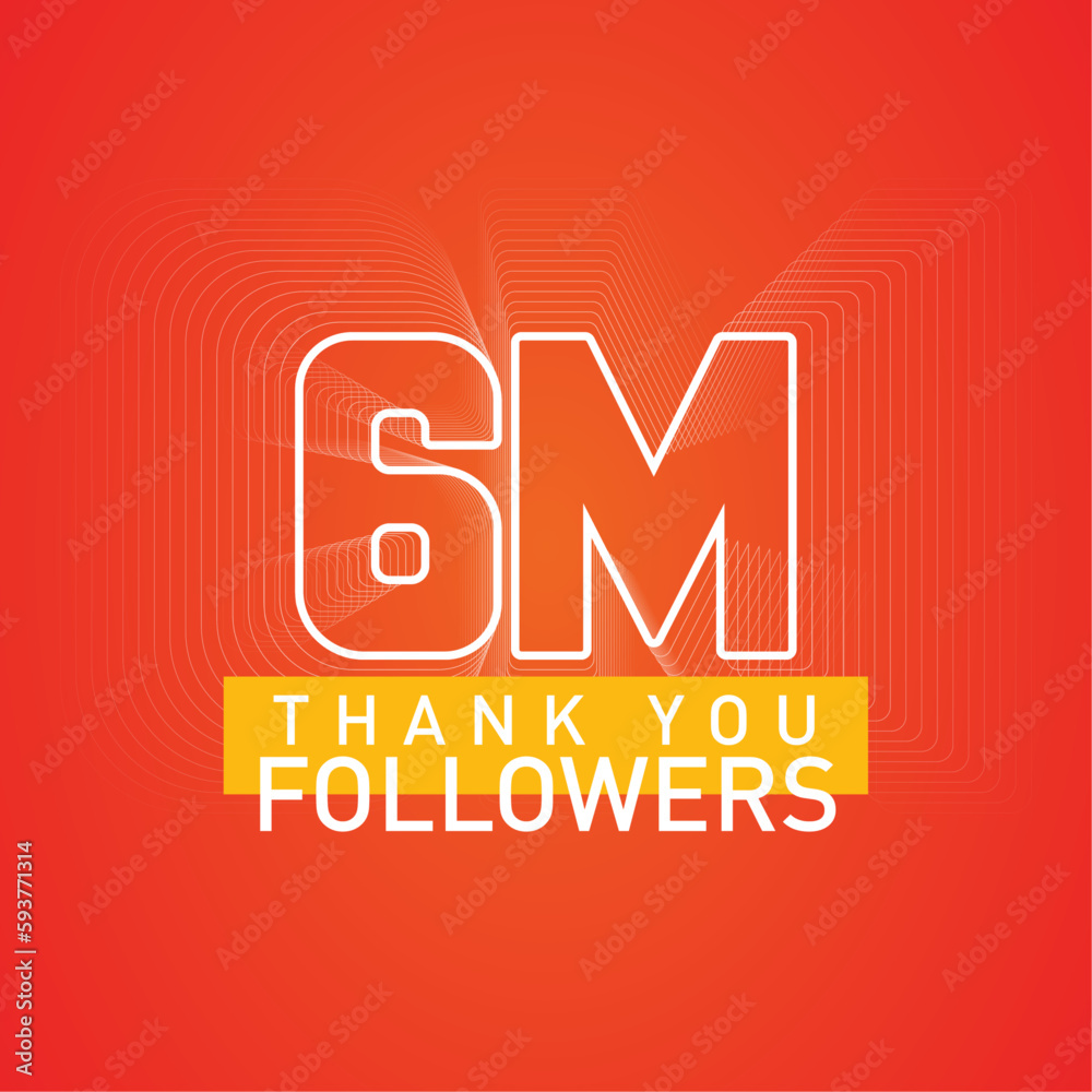 Thank you 6000000 followers numbers postcard. Congratulating gradient ...