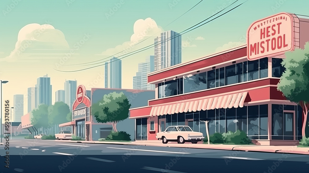 illustration inspired by postcards and posters from the 70s, Houston ...