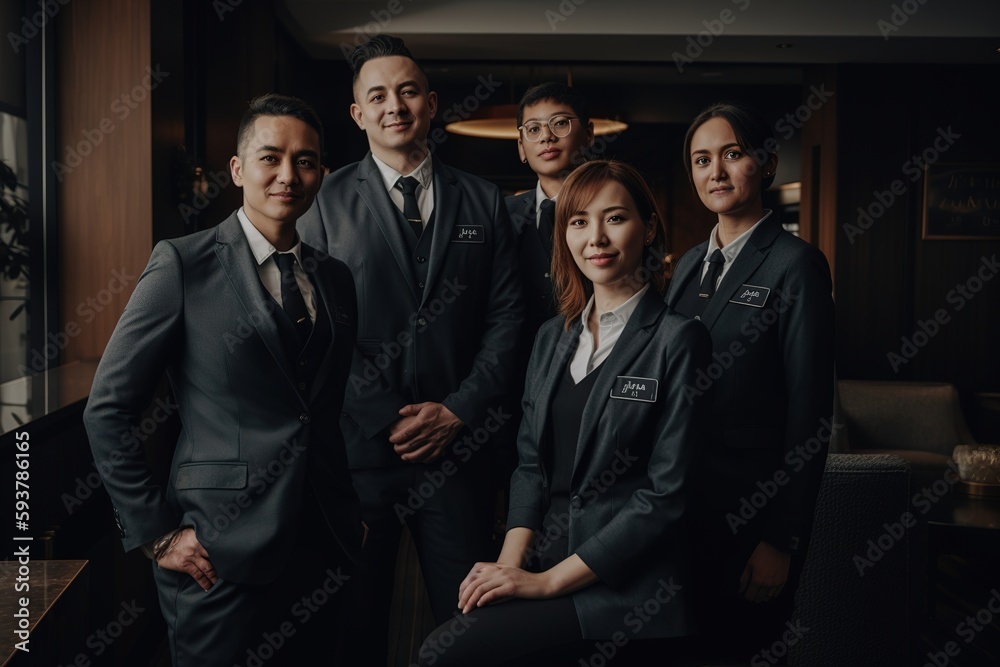 Advertising portrait shot of a hotel staff team standing together in a ...