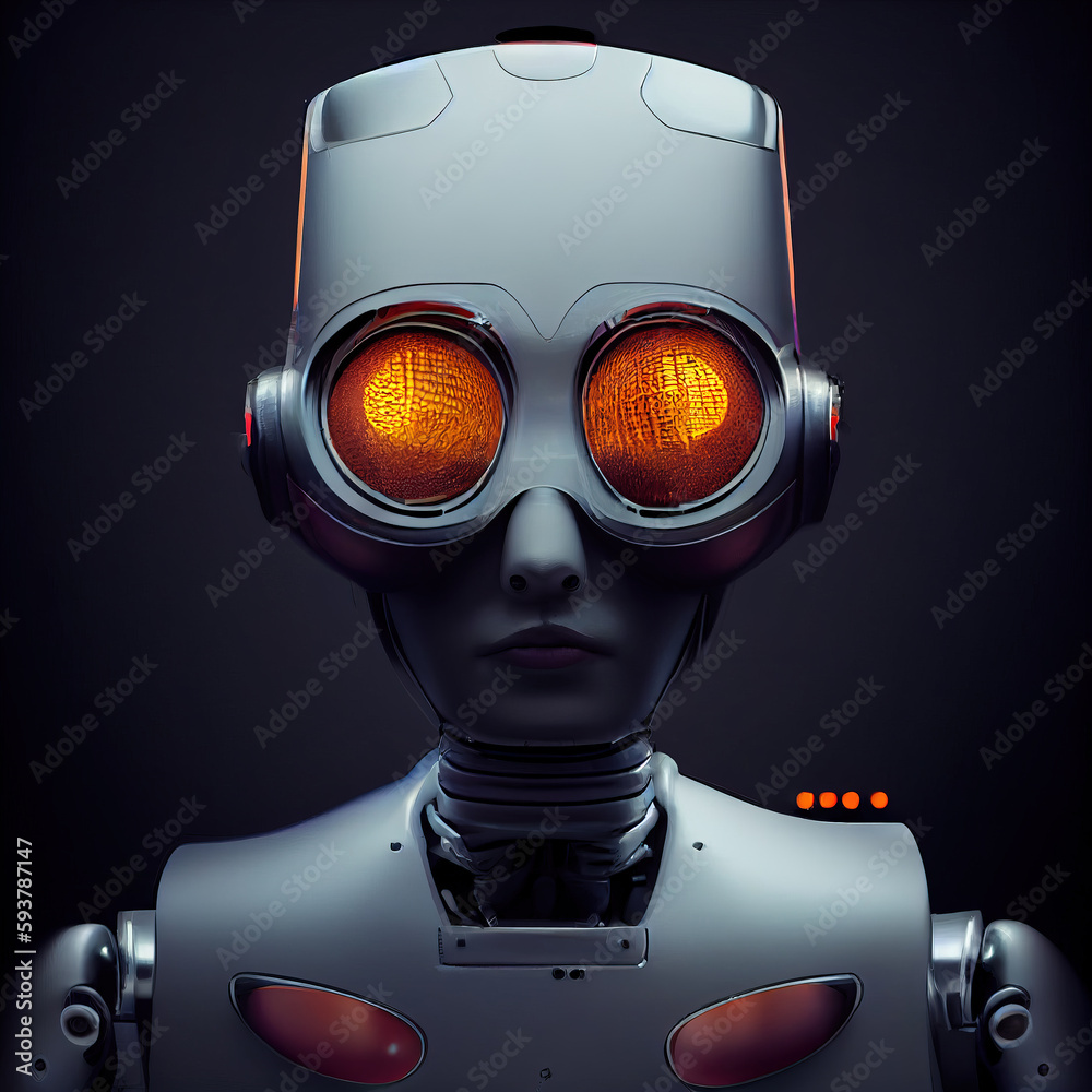 Artificial sentient being. Cyber lady robot character. Scientific ...