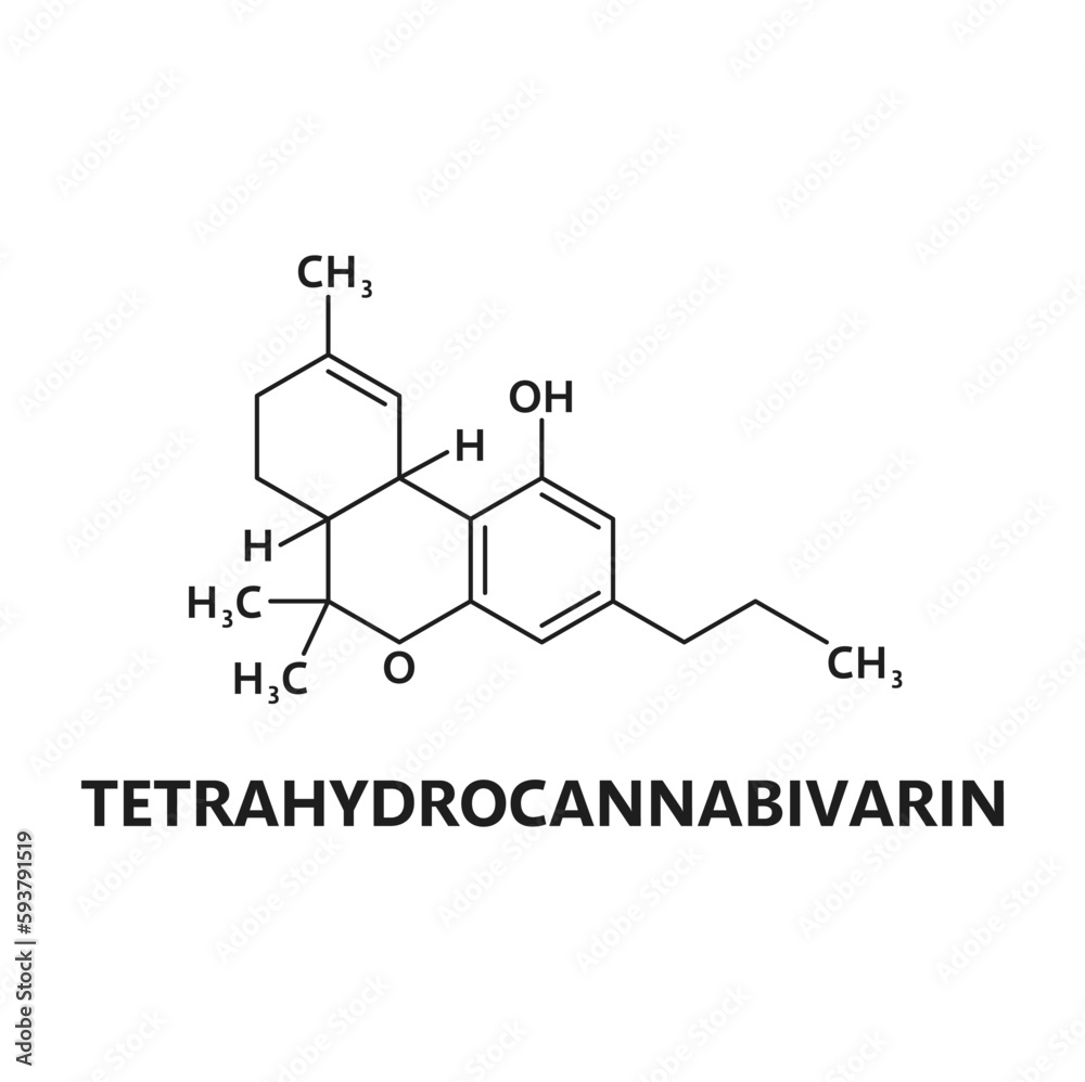 Tetrahydrocannabivarin cannabinoid molecule. Marijuana narcotic ...