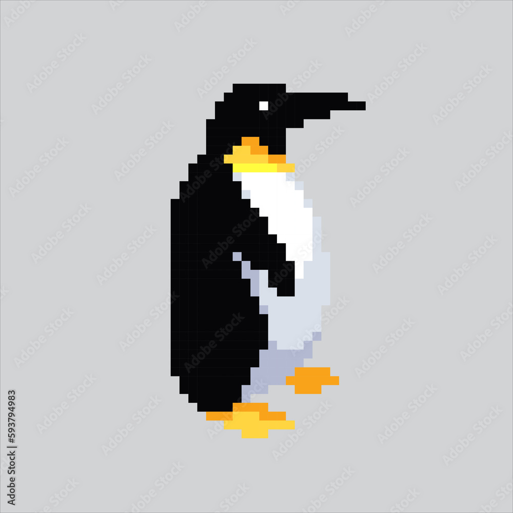 Stockvector Pixel art illustration Penguin. Pixelated Penguin. Penguin ...