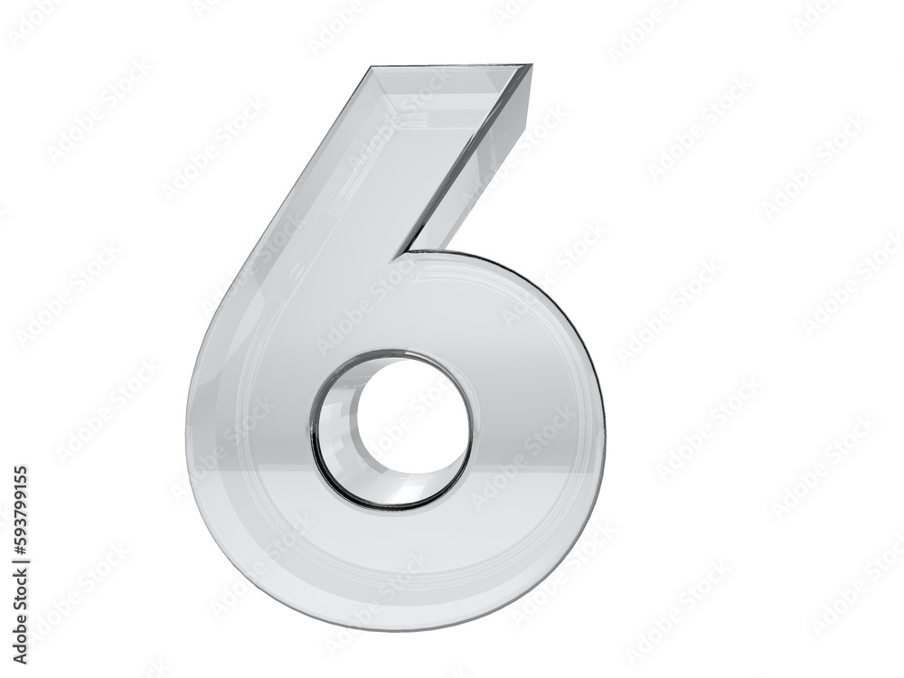 Number 6 transparent glass. Background transparent in png. Stock ...