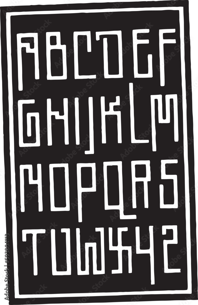 Square Cut Quasi Chinese alphabets - ABC letters Stock Vector | Adobe Stock