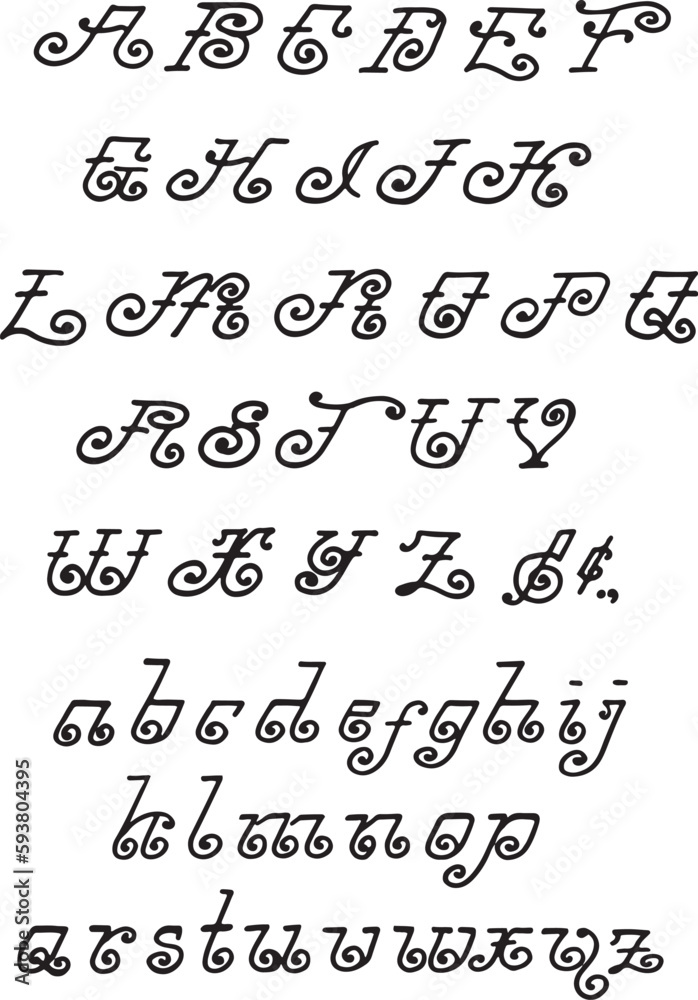 Scroll Alphabets, Shepard Pen alphabets - ABC letters Stock Vector ...