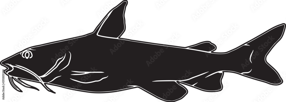 Hardhead Catfish Hand sketched, hand drawn vector clipart Stock Vector ...