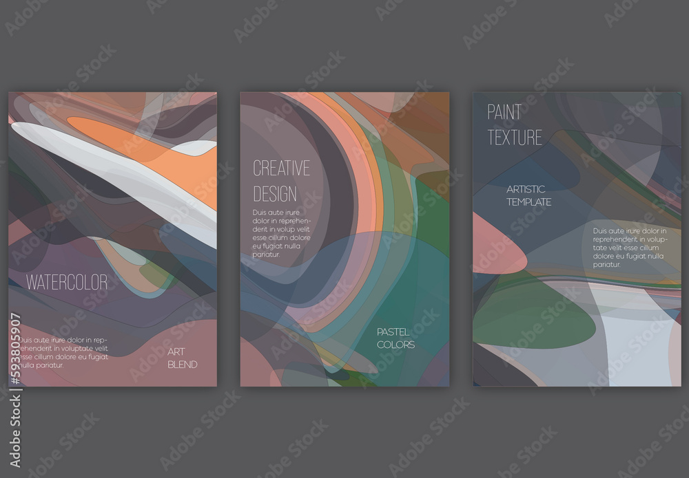 Flyer Layout with Abstract Overlapping Pastel Transparent Shapes Stock ...