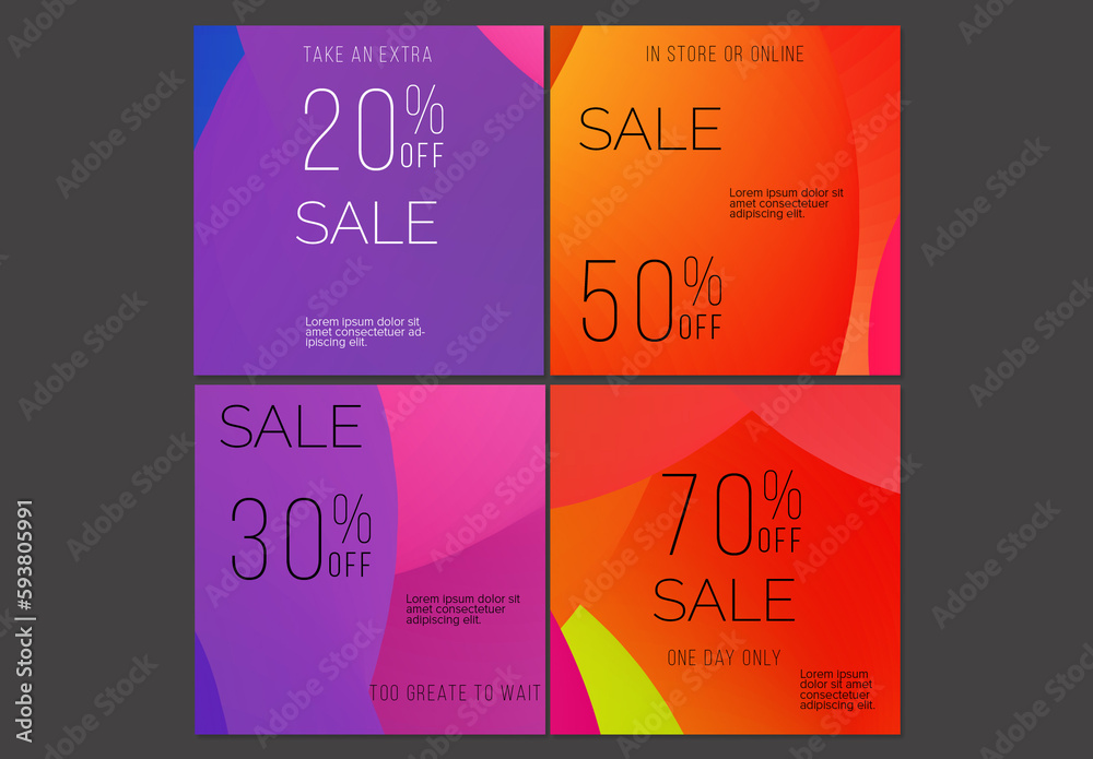 Social Media Post Layout with Fluid Bright Gradient Shapes Stock ...