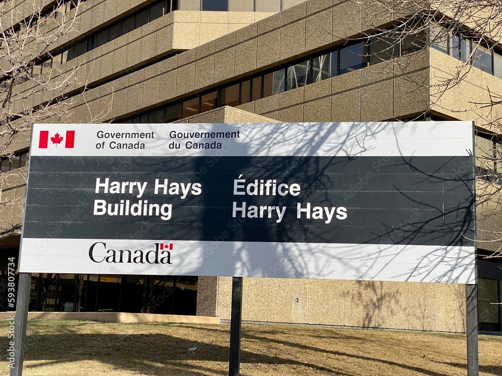 Calgary, Alberta, Canada. Apr 17, 2023. Close up to the Government of ...
