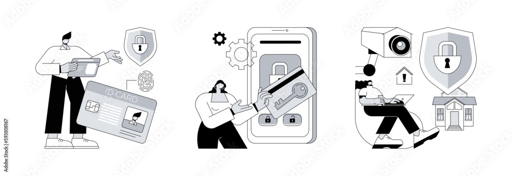 Security and identity verification abstract concept vector illustration ...