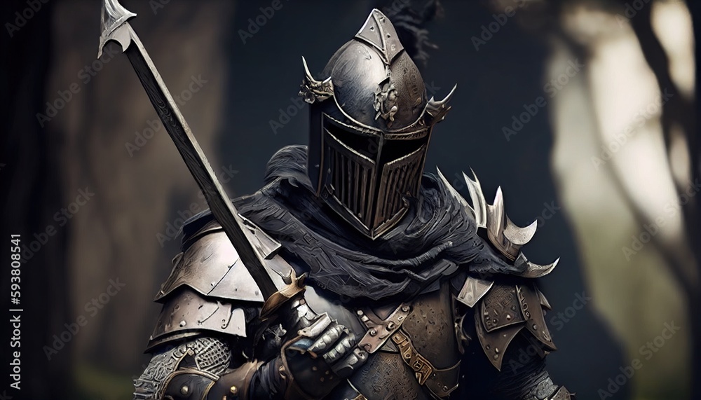 fantasy soldier in battle, digital art illustration, Generative AI ...