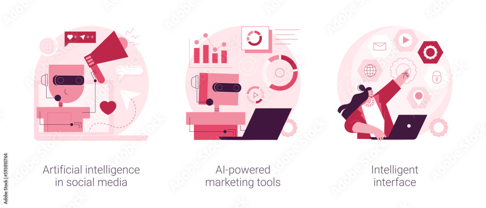 Automated algorithm abstract concept vector illustration set ...