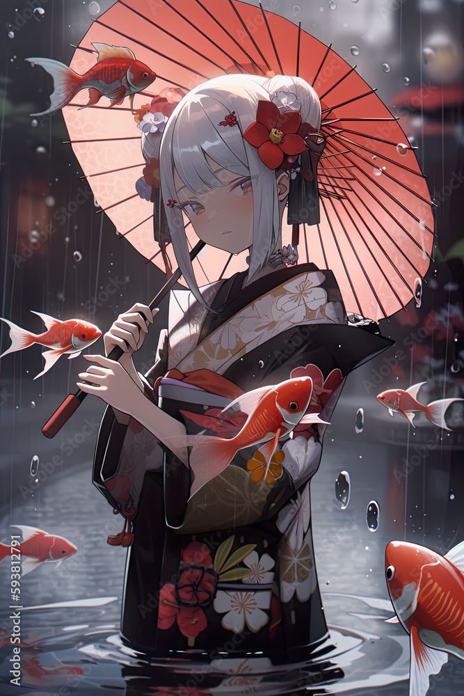 A cute anime-style virtual idol, vtuber, or digital character immortal ...