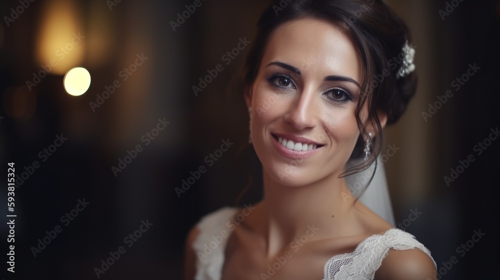 Fictional person, closeup illustration of wedding photo of Italian ...