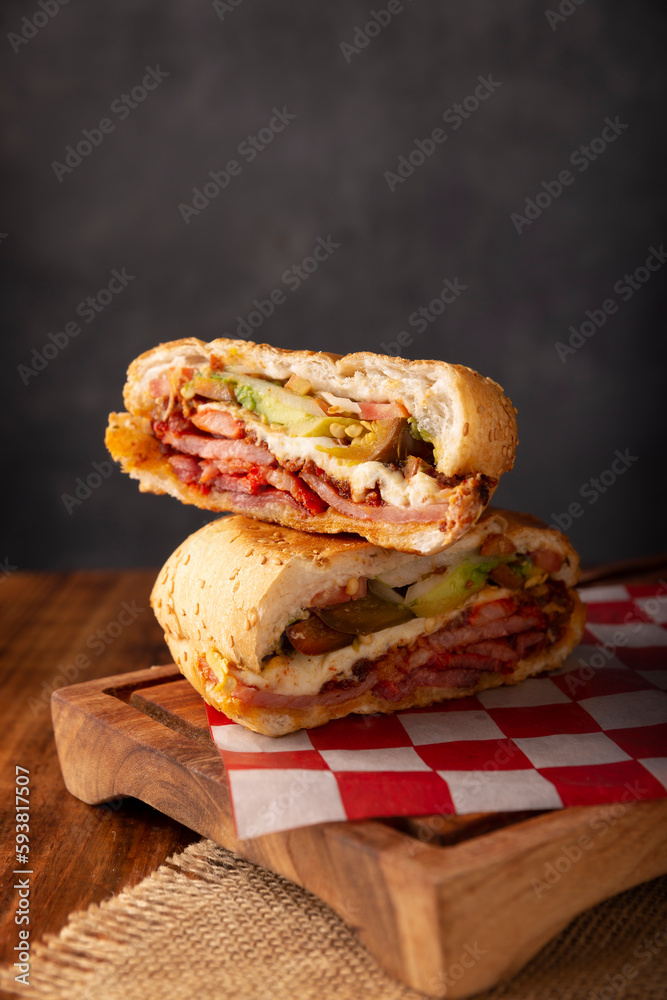 Mexican Torta. Sandwich made with common bread in Mexico, it can be ...