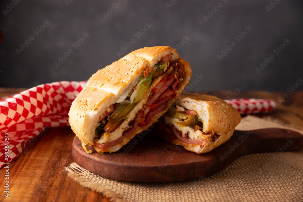 Mexican Torta. Sandwich made with common bread in Mexico, it can be ...