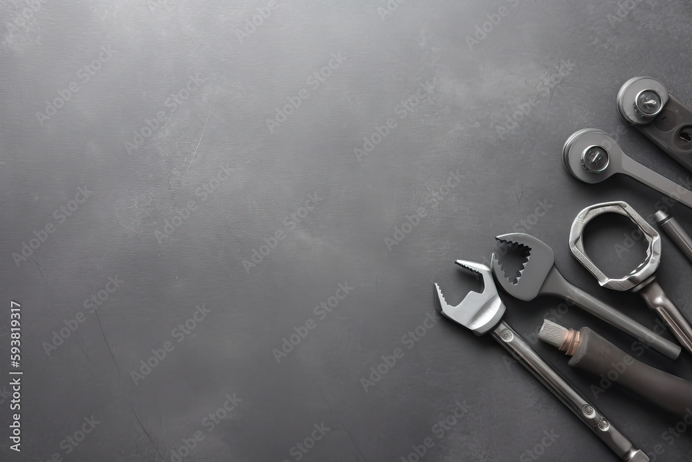 Auto mechanic's tools on grey stone table with copy space Stock ...