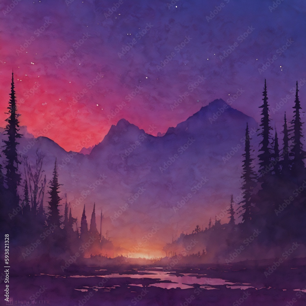 Watercolor style painting of traditional scenes, landscapes, and ...