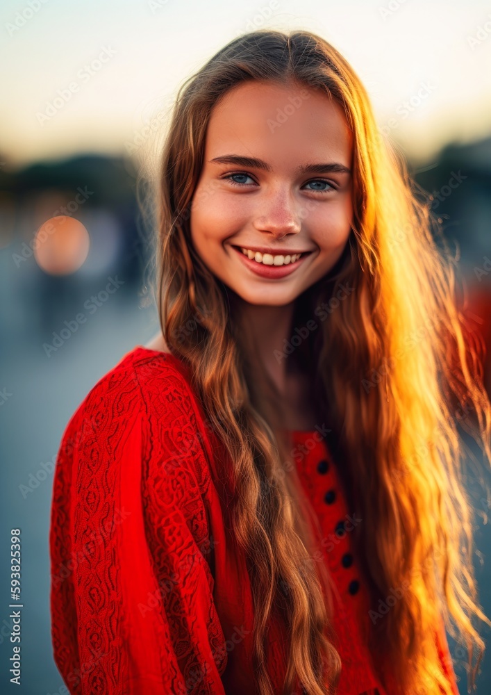 alluring uninhibited young girl long hair smiling professional magic ...