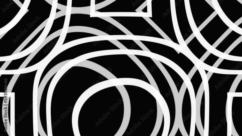 Black and white animated patterns. Curved lines in motion. Loopy ...