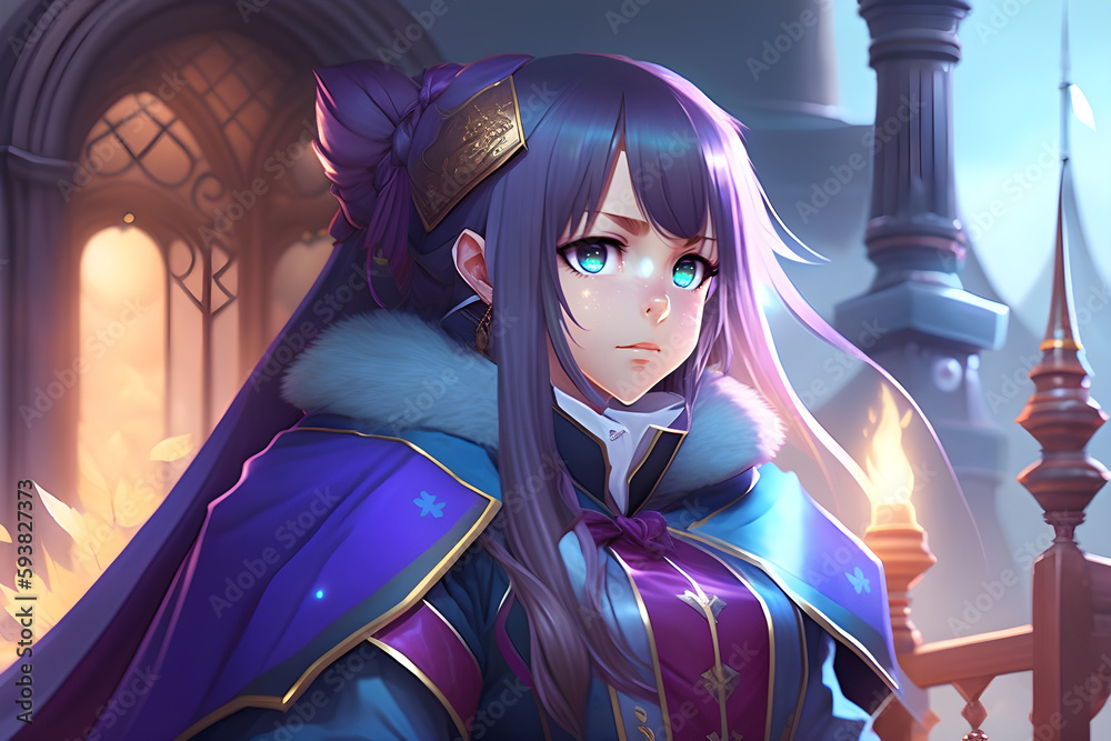 a anime young girl in mage necromancer robe, portrait of a beautiful ...