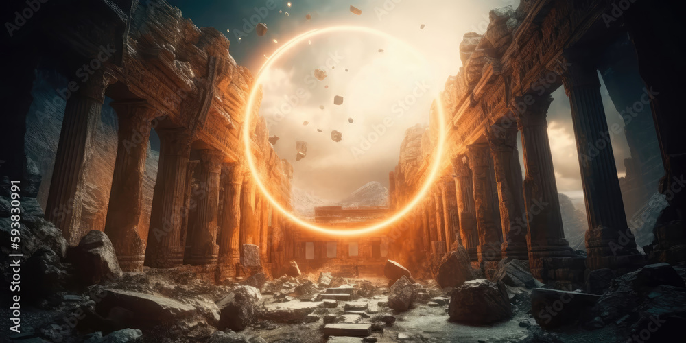 Fantasy world, majestic ancient ruins, digital illustrations ...