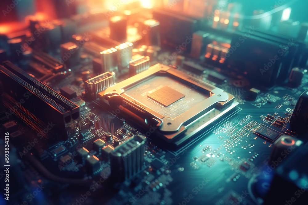 AI generated computer motherboard CPU.. Stock Illustration | Adobe Stock