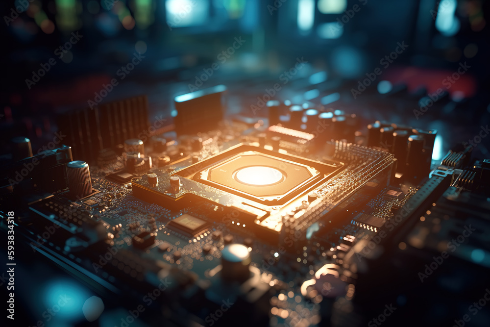 AI generated computer motherboard CPU.. Stock Illustration | Adobe Stock