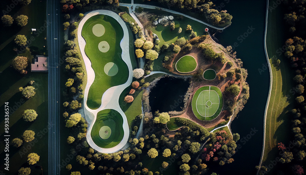 Top down view of greenery golf court Stock Illustration | Adobe Stock