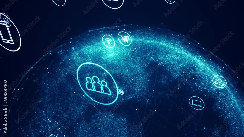 Global network connection and data connections concept. Communication technology global world ...