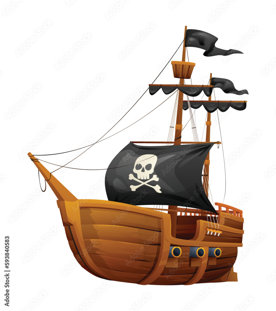Pirate ship cartoon illustration isolated on white background Stock ...