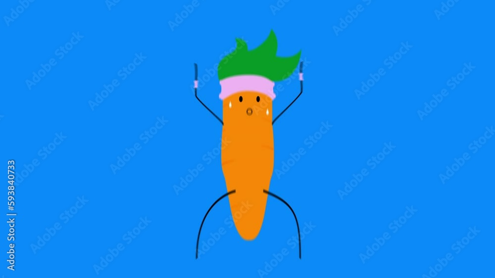 ANIMATION CARROT CHARACTER ANIMATED FITNESS WORKOUT 4k in Blue Key ...