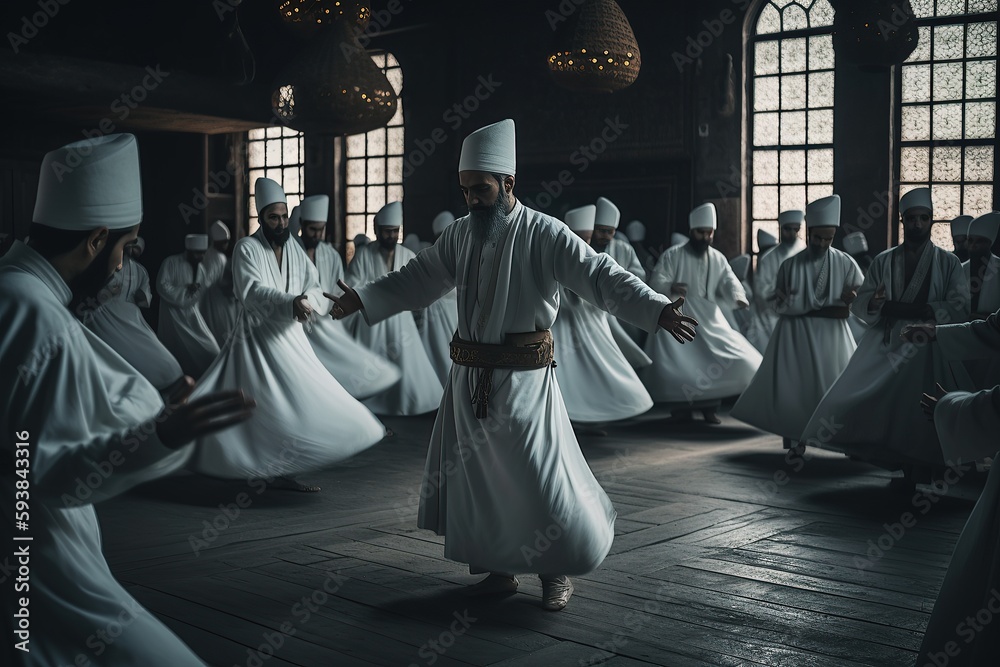 Whirling Dervish sufi religious dance created by generative AI Stock ...