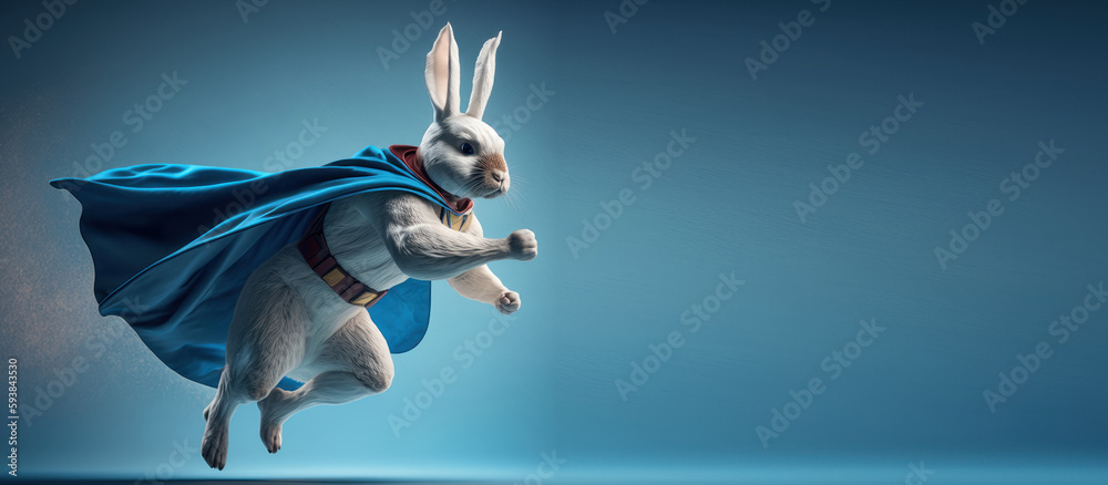Superpet rabbit as superhero background with copy space. Generative Ai ...