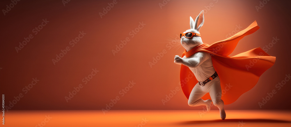 Superpet rabbit as superhero background with copy space. Generative Ai ...